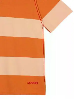 Sunnei Striped Short-sleeve Polo Shirt