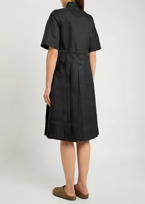 Moncler Pleated Cotton-blend Midi Shirt Dress