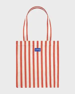 Vilebrequin Striped Linen Tote Bag - Beige