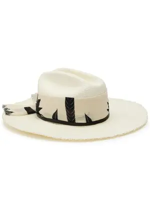 SENSI STUDIO Texas Long Straw Sun Hat - White