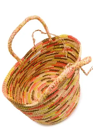 SENSI STUDIO Woven Striped Straw Tote
