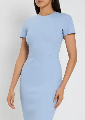 Victoria Beckham Woven Midi Dress - Blue Light