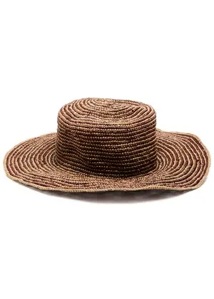SENSI STUDIO Crochet Straw Hat - Chocolate