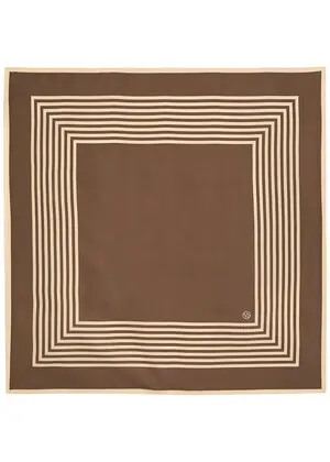 LE SCARF Striped-print Silk Scarf - Brown