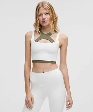 Lululemon Bend This Ribbed Scoop And Square Bra - White
