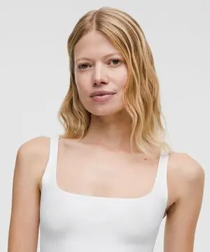 Lululemon Bend This Ribbed Scoop And Square Bra - White