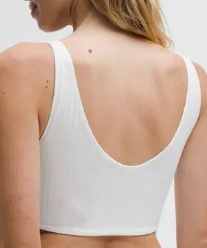 Lululemon Bend This Ribbed Scoop And Square Bra - White