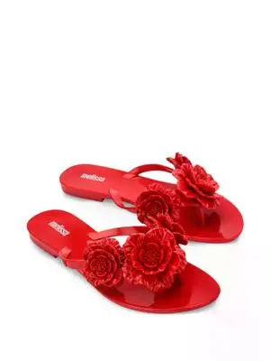 Melissa Harmonic Springtime Floral Flip Flops - Red