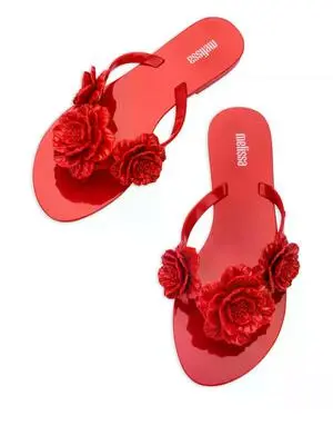 Melissa Harmonic Springtime Floral Flip Flops - Red