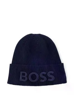 BOSS Logo-embroidered Beanie - Blue