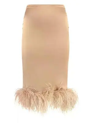 Giuseppe Di Morabito Feather-trim Midi Skirt - Neutrals