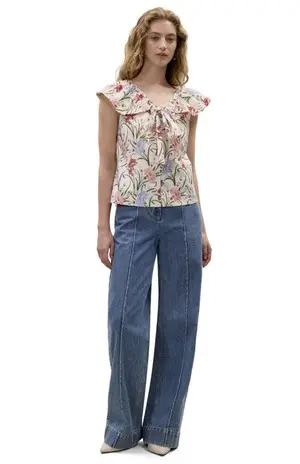 Rebecca Taylor Acosanti Floral Top - Ivory Multi
