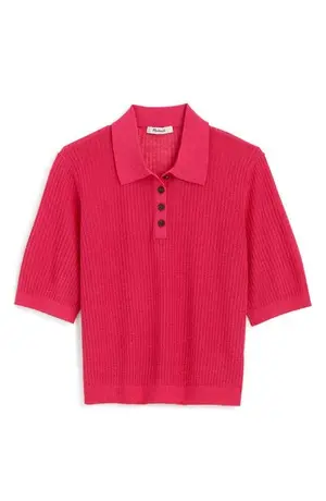 Madewell Short Sleeve Polo Sweater - Bright Pink