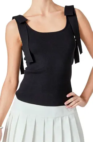 Endless Rose Ribbed Tank With Bow Straps