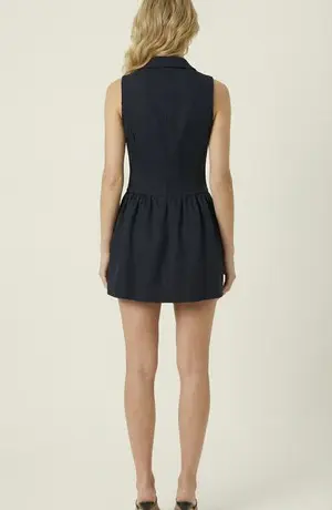 MODENAIRE Sleeveless Double-breasted Boucle Tweed Blazer Dress