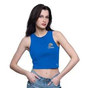 STARTER Detroit Lions Show Up Cropped Tank Top