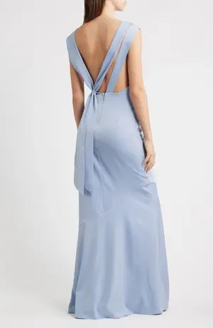 Lulus Vida Pleated Bodice Cocktail Maxi Dress
