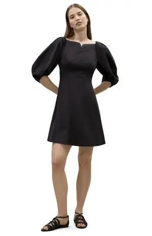 Rebecca Taylor Isla Poplin Mini Dress - Black