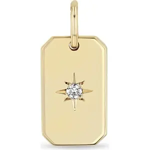 Zoe Chicco 14k Gold Diamond Star Dog Tag Charm - Yellow Gold
