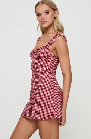 Princess Polly Faubert Minidress - Red Gingham