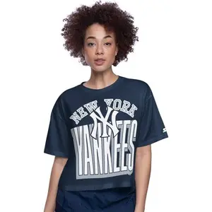 STARTER New York Yankees Play The Ball Boxy Cropped T-shirt - Navy