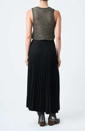 VELEZ Knit Fabric Pleated Maxi Skirt