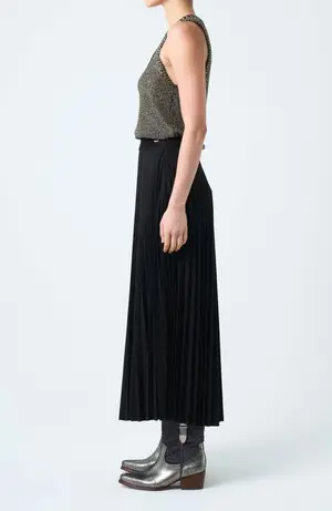 VELEZ Knit Fabric Pleated Maxi Skirt