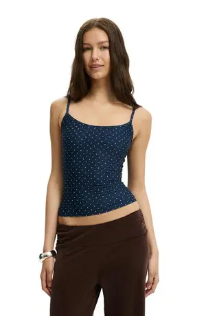 COTTON ON Hold Me Cami - Mon Polka Dot Oxford Blue