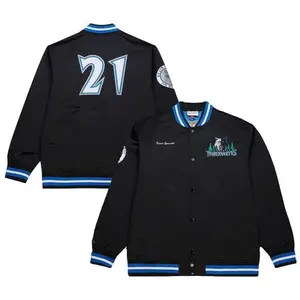 Mitchell & Ness Kevin Garnett Timberwolves Nba Legends Satin Jacket - Black