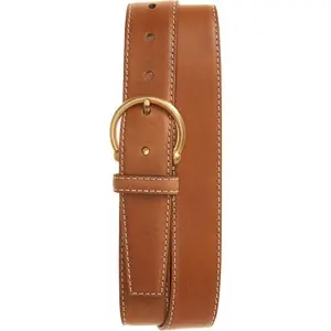 Thom Browne Round Buckle Leather Belt - Natural