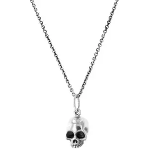 KING BABY STUDIO Skull Pendant On Micro Rolo Chain - Silver