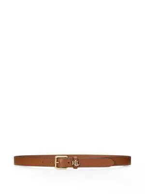 Ralph Lauren Logo Plaque Leather Belt - Brown