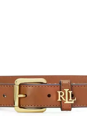 Ralph Lauren Logo Plaque Leather Belt - Brown
