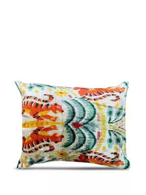 LES-OTTOMANS Tiger-embellished Decorative Cushion - Grey