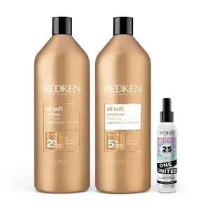 REDKEN All Soft Shampoo, Conditioner, One United Leave-in - One-color