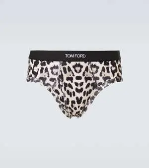 TOM FORD Leopard-print Cotton-blend Briefs