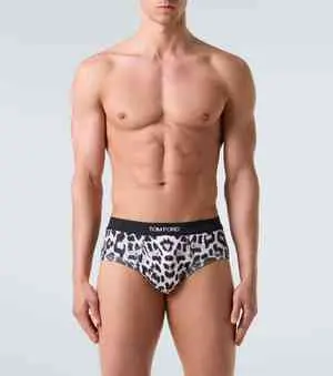 TOM FORD Leopard-print Cotton-blend Briefs