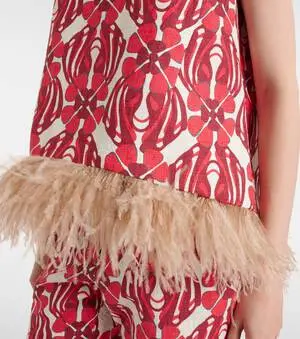 La DoubleJ La Scala Feather-trimmed Top