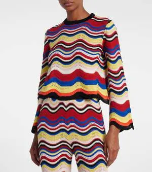 La DoubleJ Chevron Crochet Cotton Top