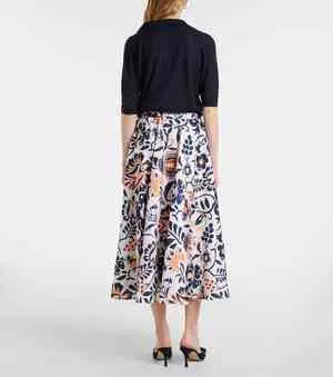 La DoubleJ Printed Satin Midi Skirt - Multicoloured