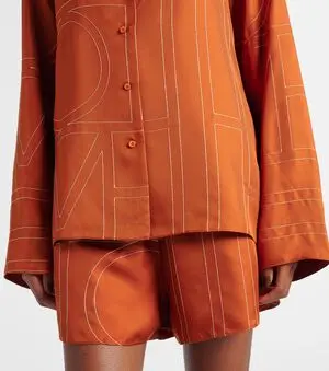 TOTEME Monogram Silk Twill Pajama Shirt - Orange