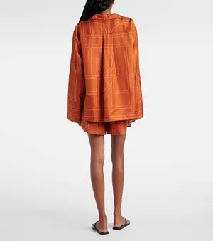 TOTEME Monogram Silk Twill Pajama Shirt - Orange