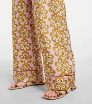 La DoubleJ Floral Silk Twill Pajama Pants