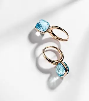 Pomellato Nudo Mini 18kt Rose Earrings With Blue Topazes
