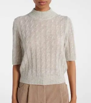 Brunello Cucinelli Sequined Cable-knit Sweater