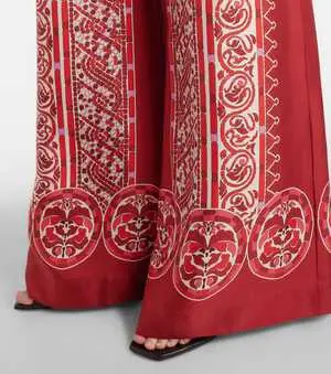 La DoubleJ Printed Silk Twill Palazzo Pants