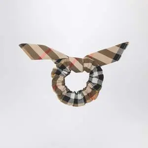 Burberry Check Pattern Cotton Scrunchie - Beige