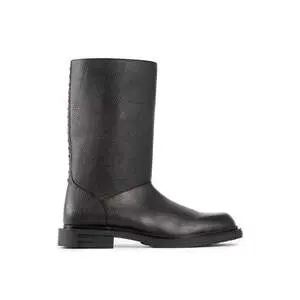 Fendi Leather Frame Boots - Black