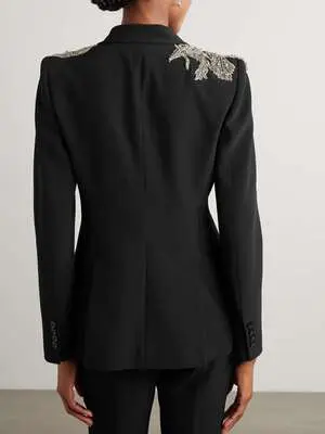 Alexander McQueen Embellished Crepe Blazer