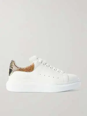 Alexander McQueen Leather Exaggerated-sole Sneakers - White